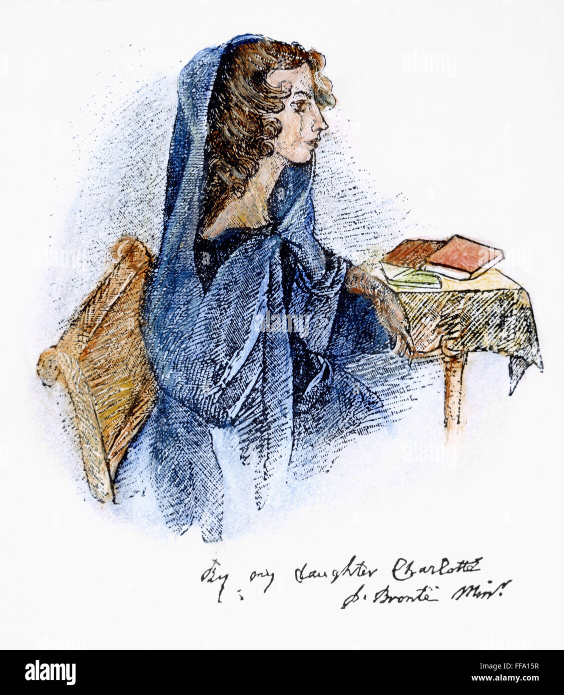 ANN BRONTE (1820-1849). /nEnglish author. Pencil drawing by her sister ...