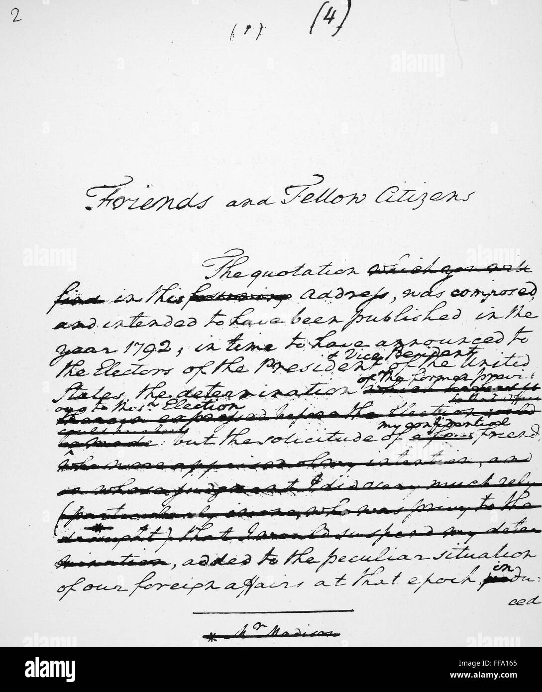 WASHINGTON: FAREWELL, 1796. /nPage one of the original manuscript of George Washington's ...