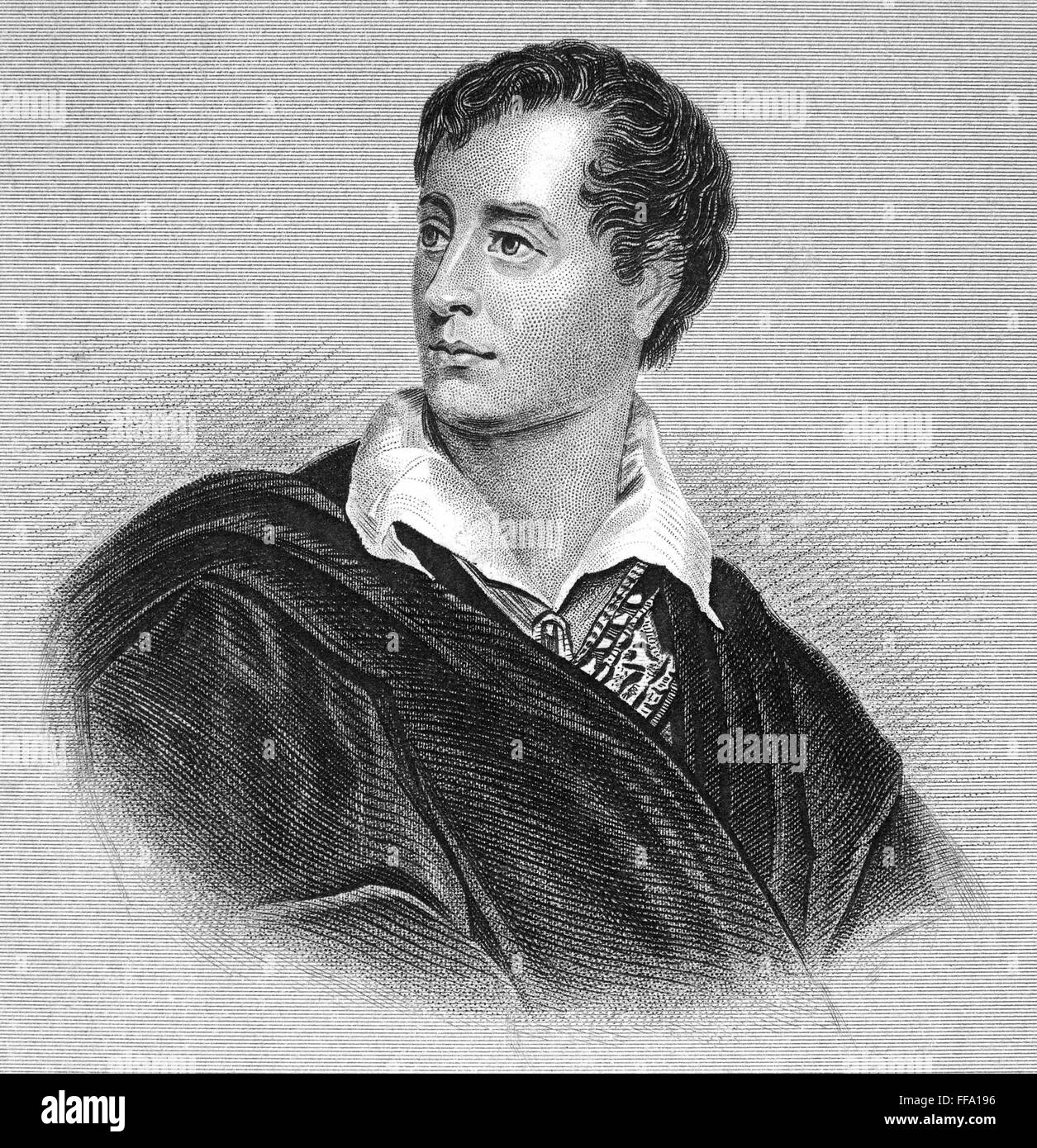 GEORGE GORDON BYRON (1788-1824). /n6th Baron Byron. Line and stipple engraving, 19th century ...