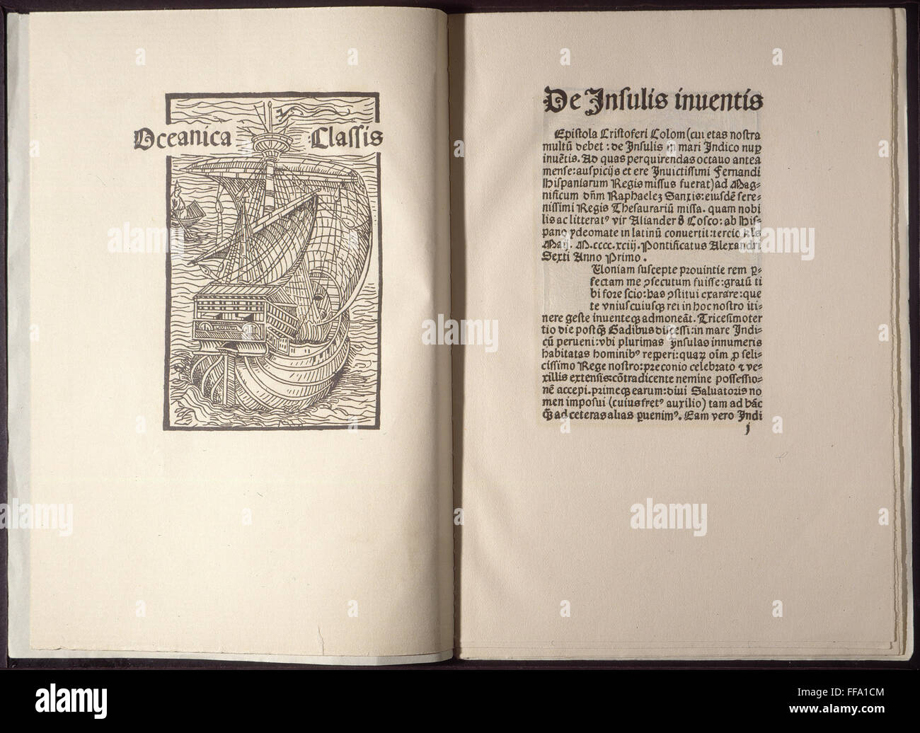 COLUMBUS: LETTER, 1493. /nOpening pages from the first printed and ...