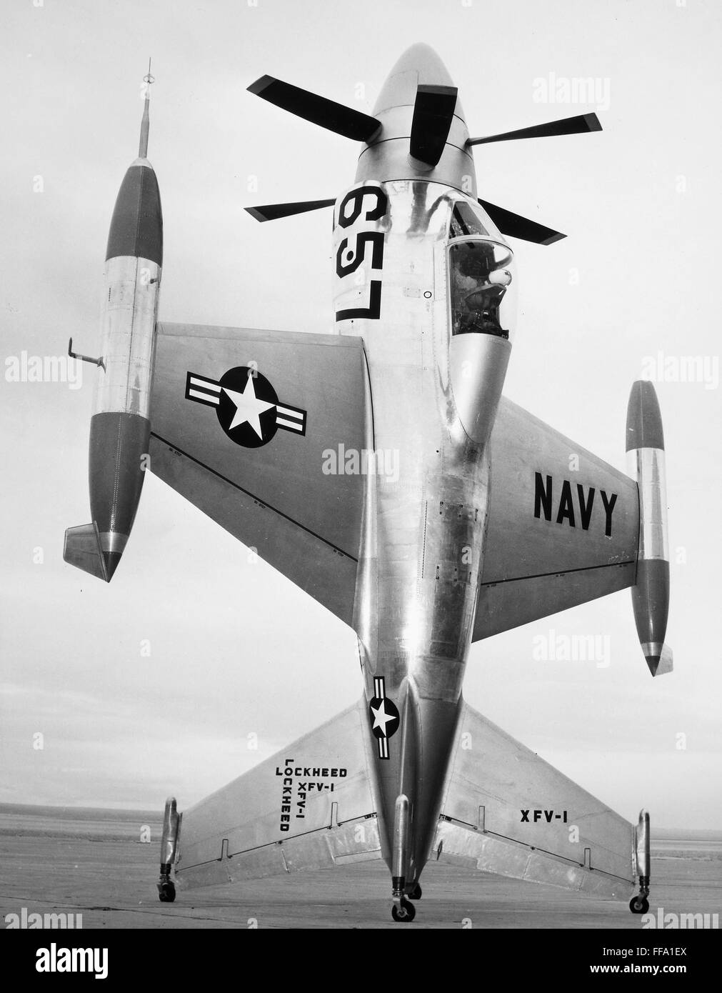 VERTICAL TAKEOFF FIGHTER. /nThe experimental Lockheed XFV-1 vertical ...