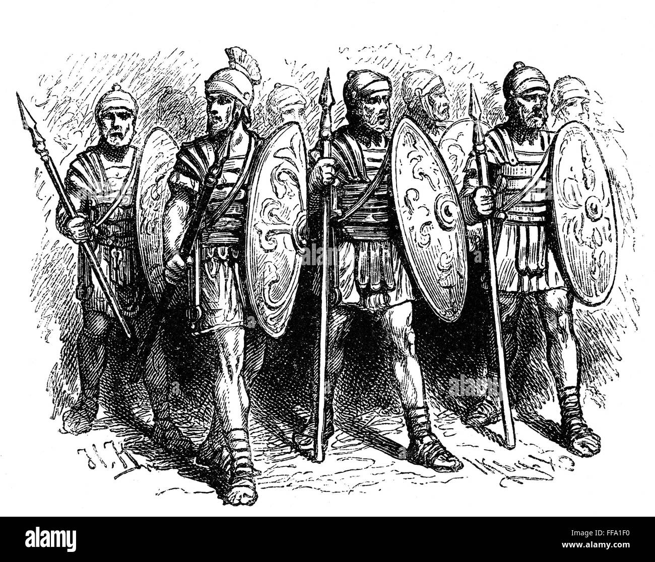 ANCIENT ROME: SOLDIERS. /nRoman legionnaires with pilum, short sword ...