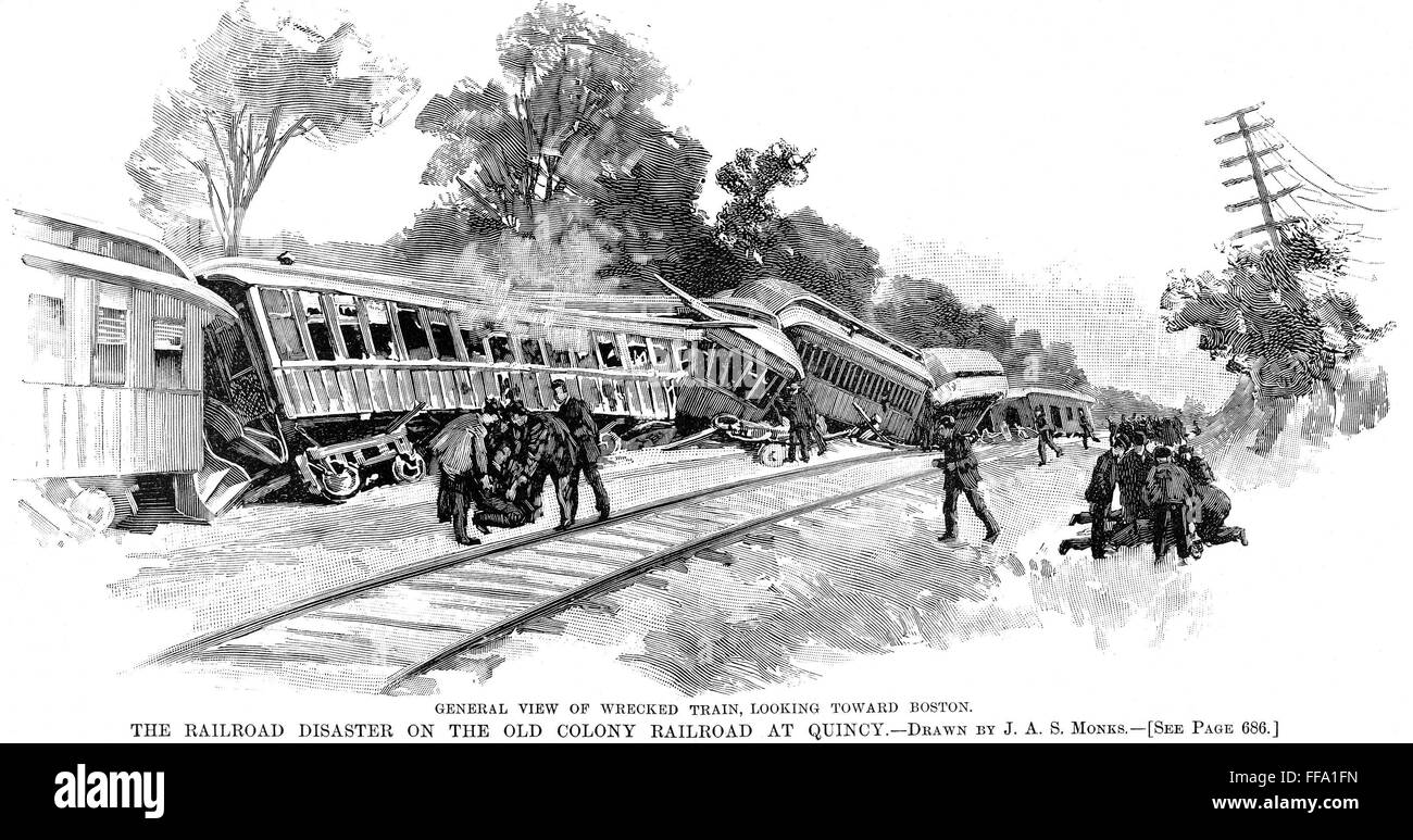 RAILROAD ACCIDENT, 1890. /nDisaster on the Old Colony Railroad at ...