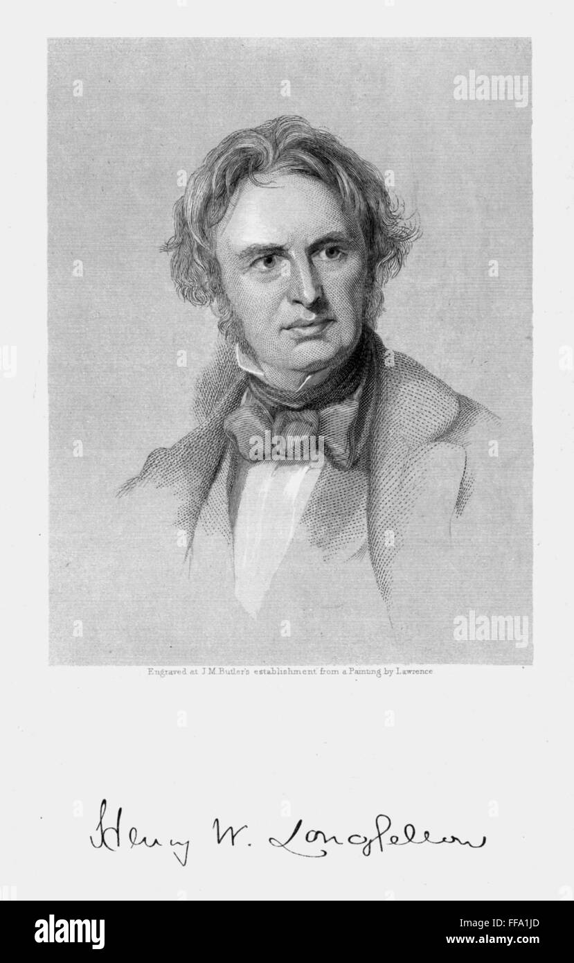HENRY WADSWORTH LONGFELLOW /n(1807-1882). American poet. Engraving ...