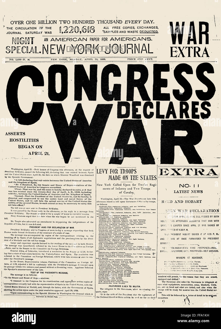 SPANISH AMERICAN WAR, 1898. /nFront page of William Randolph Hearst's ...