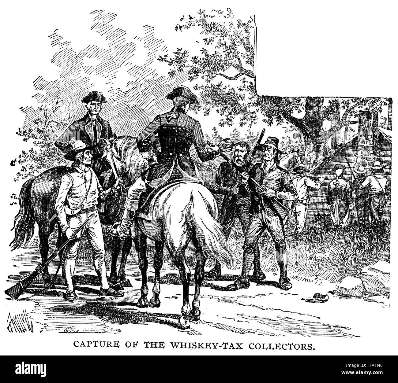 WHISKEY REBELLION, 1794. /nThe capture of a tax collector at Pigeon ...