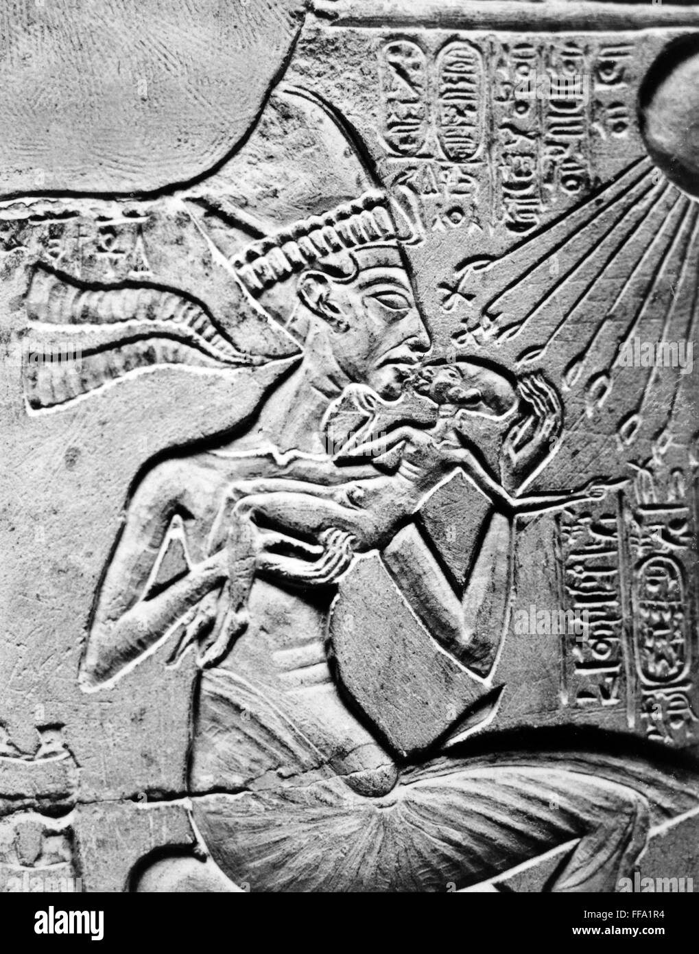 AKHENATEN. /nKing of Egypt, c1375-1358 B.C. With his daughter under the ...