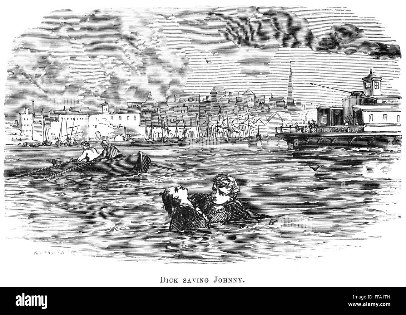 ALGER: RAGGED DICK. /nRagged Dick saving a rich man's son. The constant ...