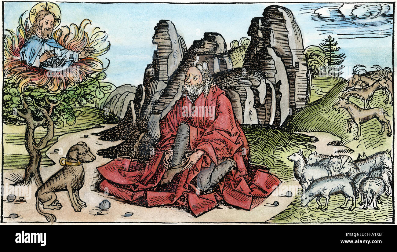 MOSES & BURNING BUSH. /nMoses and the burning bush, from which God ...