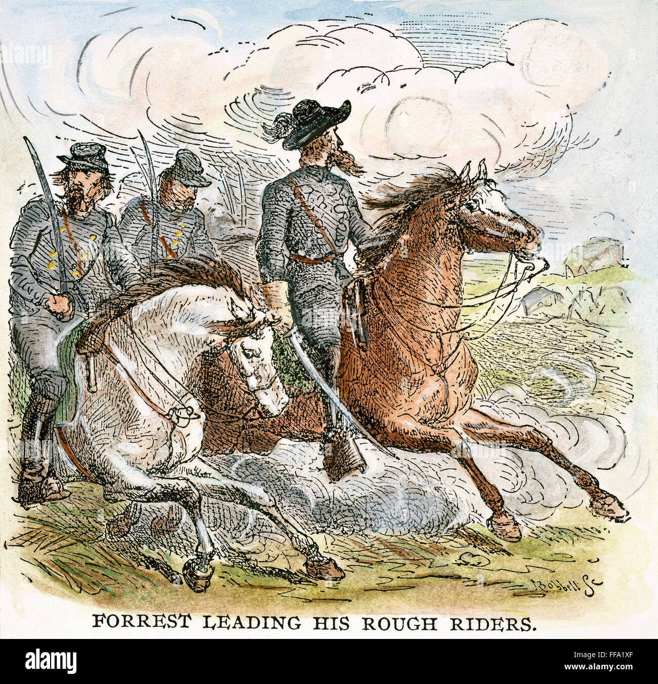 NATHAN BEDFORD FORREST /n(1821-1877). Forrest leading his Confederate ...