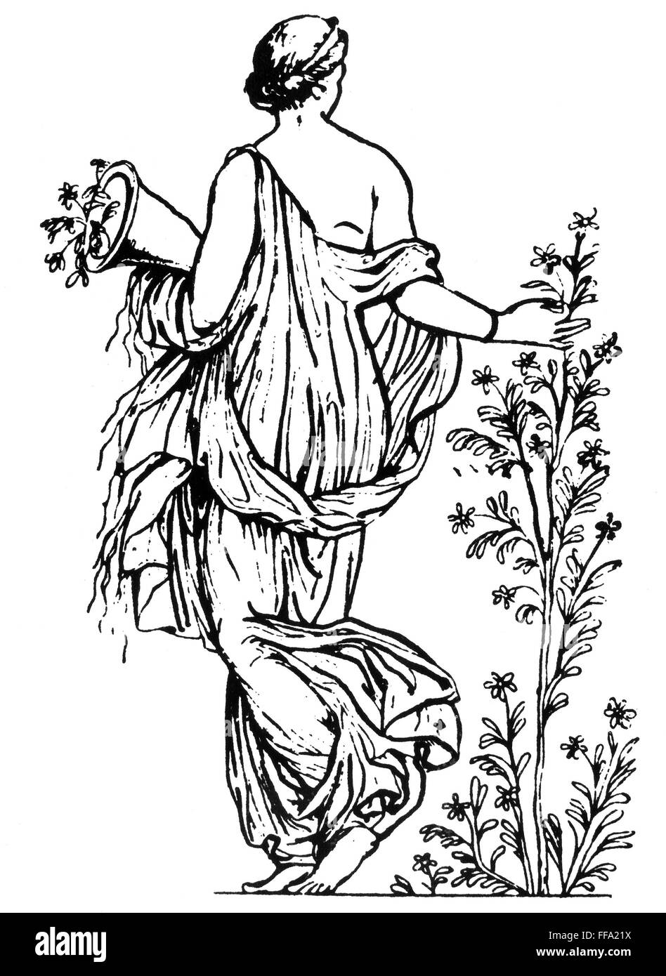 FLORA/CHLORIS. /nLine engraving after a Pompeiian fresco Stock Photo ...