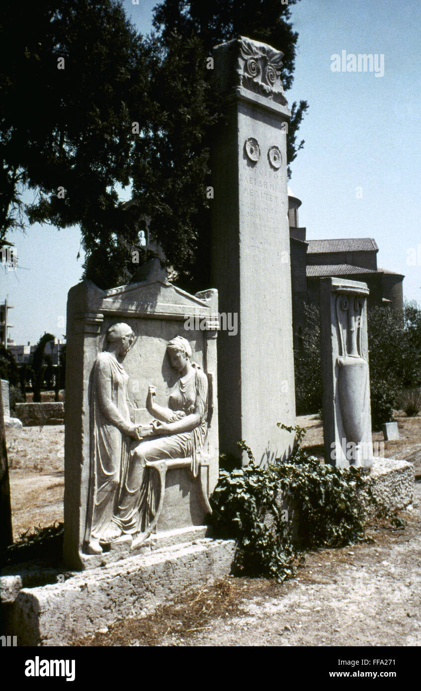 GREECE: FUNERARY MONUMENTS. /nFifth century B.C. funerary monuments at ...