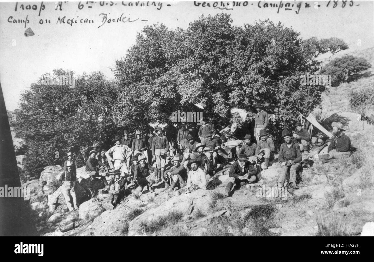 U.S. CAVALRY, 1885. /nTroop A of the 6th U.S. Cavalry at a halt on the ...
