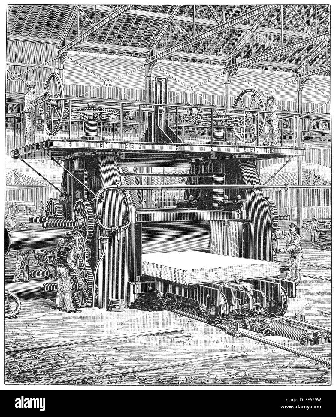 STEEL: ROLLING MILL, 1892. /nRolling mill for making sheet steel. Line ...