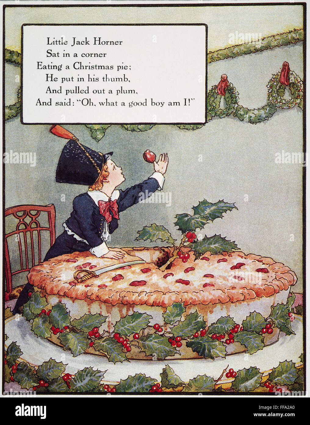 MOTHER GOOSE: JACK HORNER. /nLittle Jack Horner. Illustration, 1915, by ...