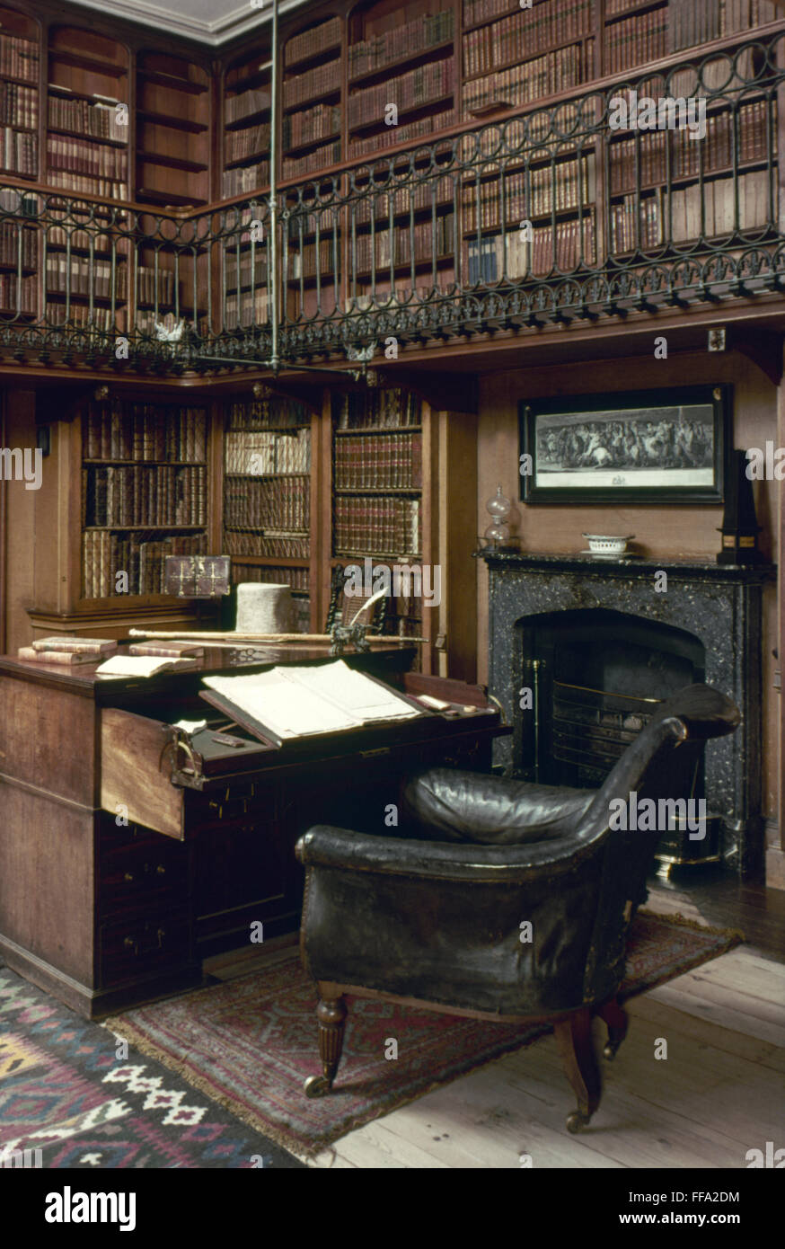 SCOTLAND: ABBOTSFORD. /nWalter Scott's library at Abbotsford Stock ...