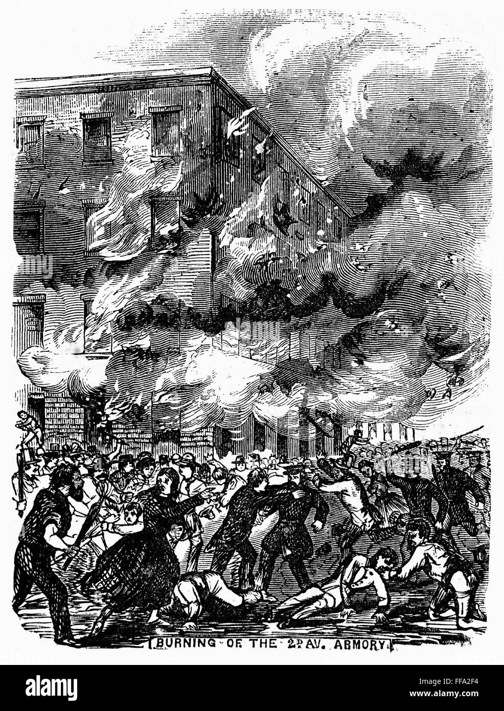 CIVIL WAR: DRAFT RIOTS. /nBurning of the 2nd Avenue Armory during the ...