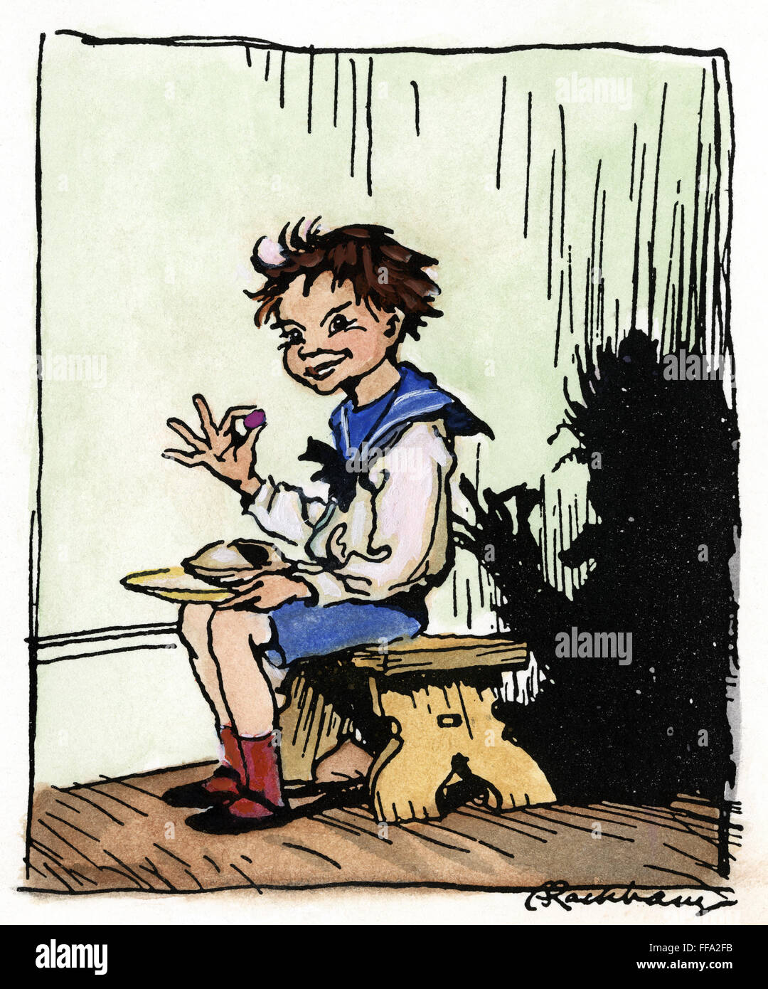 MOTHER GOOSE: JACK HORNER. /nLittle Jack Horner. Pen-and-drawing by ...