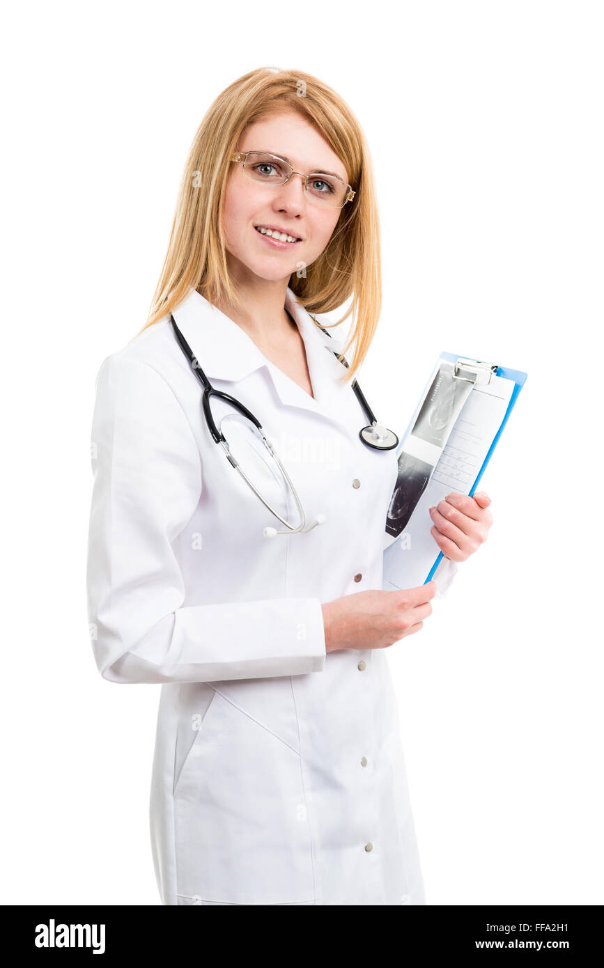 Portrait of a doctor on a white background Stock Photo - Alamy
