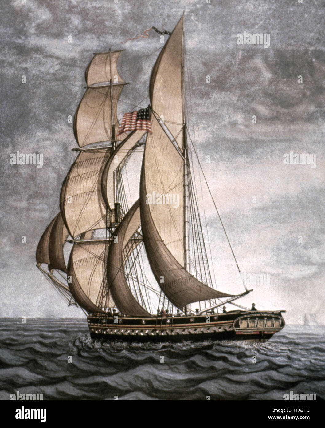 YACHT, 1816. /nGeorge Crowninshield Jr.'s yacht Cleopatra's Barge ...