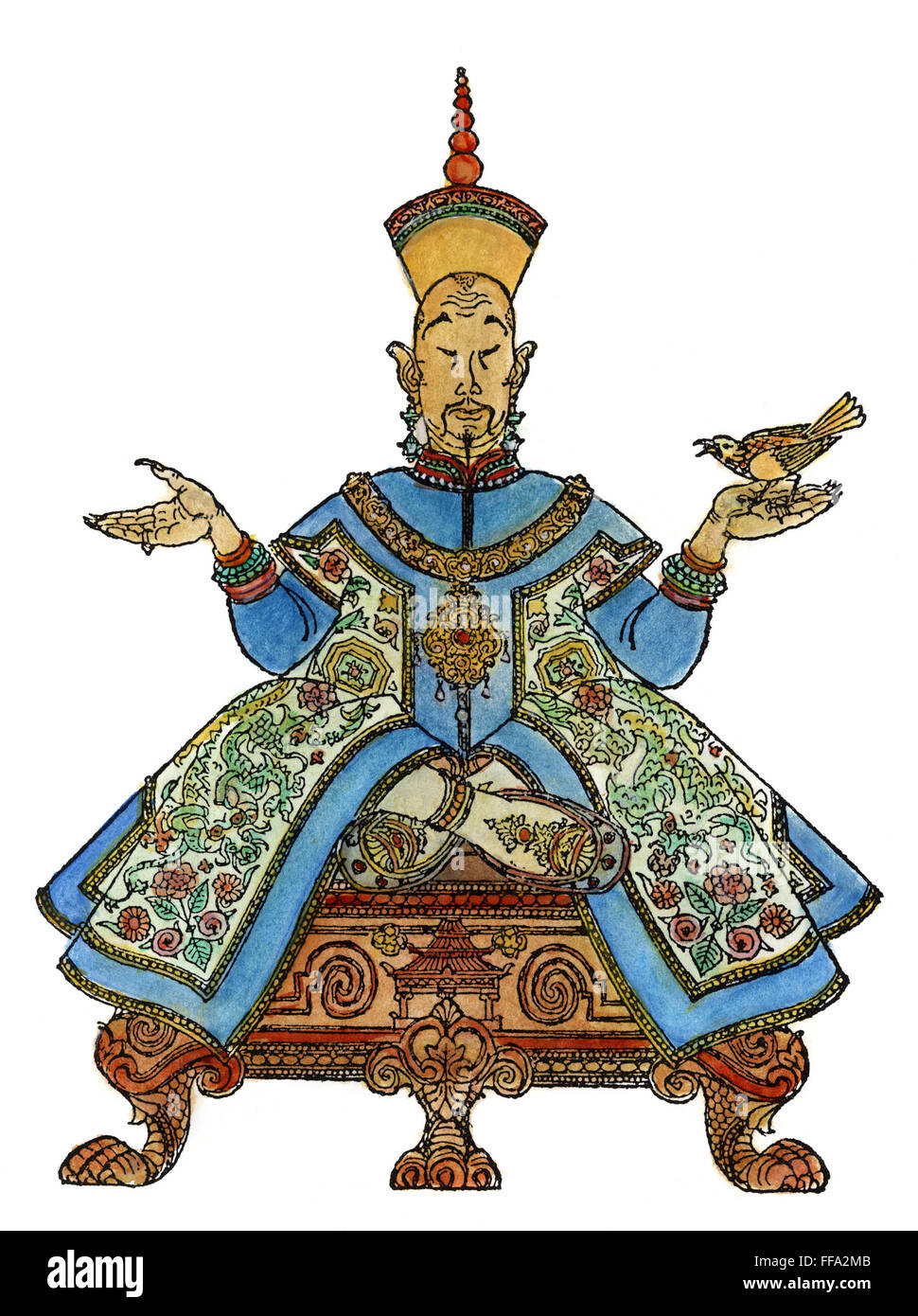 ANDERSEN: THE NIGHTINGALE. /nThe Emperor of China with the nightingale ...