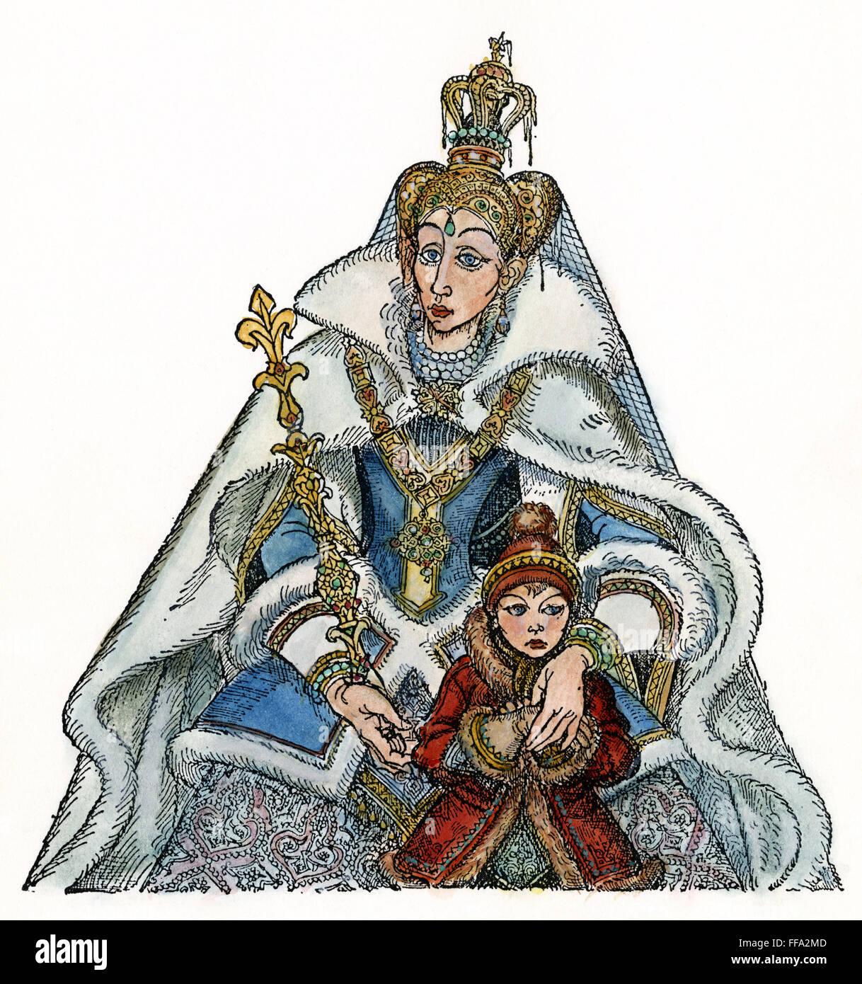 ANDERSEN: SNOW QUEEN, 1945. /nThe Snow Queen and Gerda. Drawing by ...