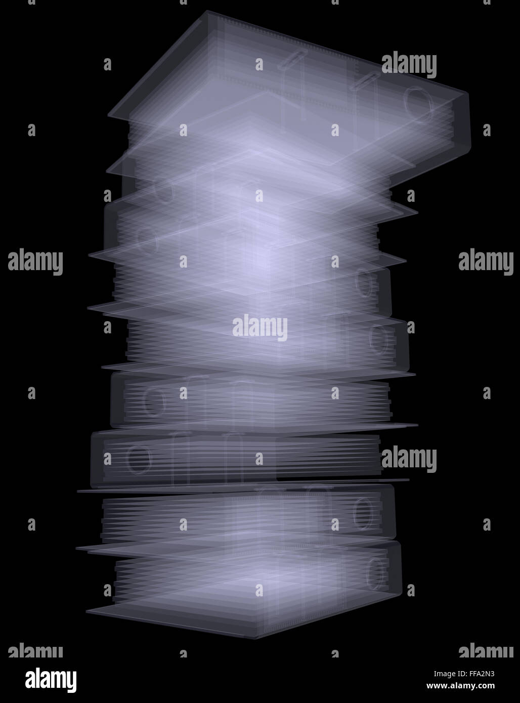 Xray of pile binder file folders Stock Photo - Alamy