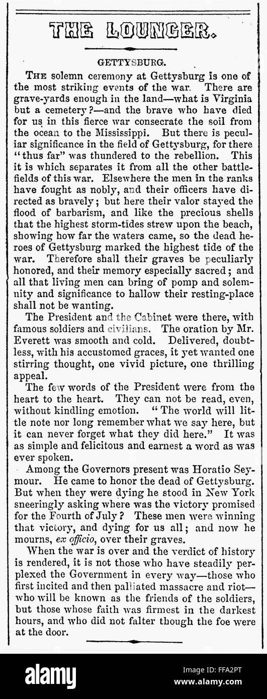 GETTYSBURG ADDRESS, 1863. /nPresident Abraham Lincoln's Gettysburg ...