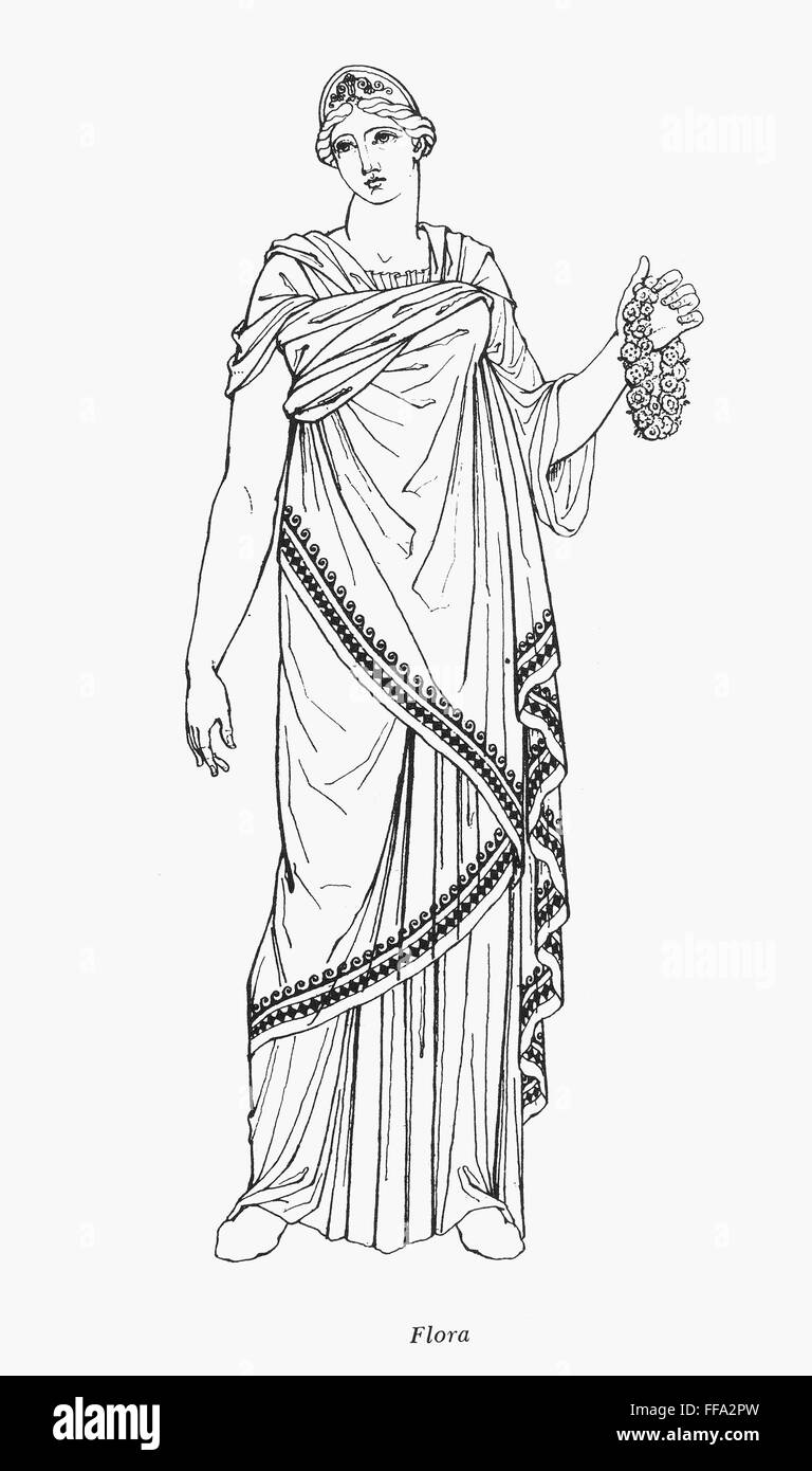 FLORA/CHLORIS. /nEngraving after an antique Greek vase painting Stock ...