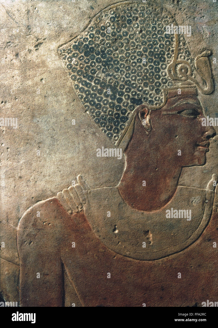 THUTMOSE III (d. 1450 B.C.). /nKing of Egypt. Painted stone relief ...