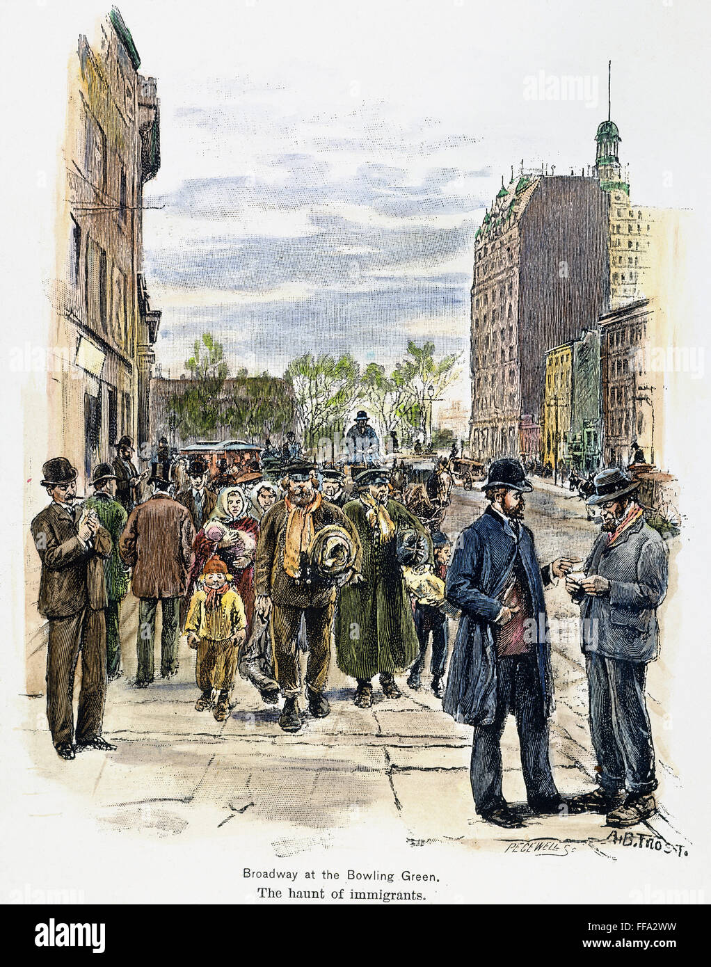 NEW YORK: IMMIGRANTS. /nNewly landed immigrants at Bowling Green ...