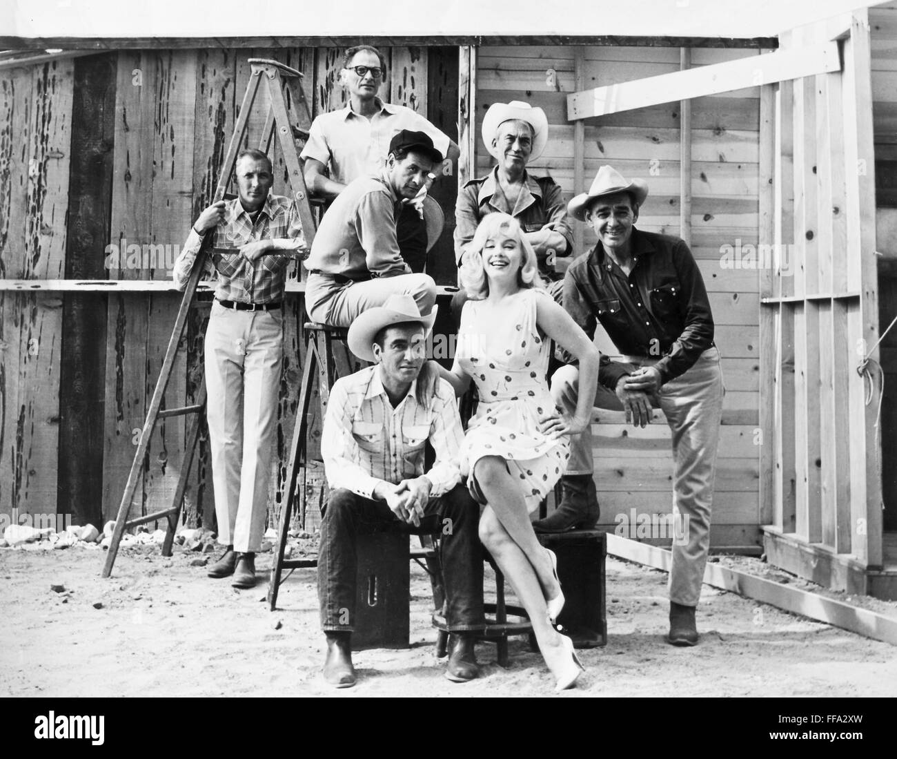FILM: THE MISFITS, 1961. /nClockwise from top: Arthur Miller, Eli ...