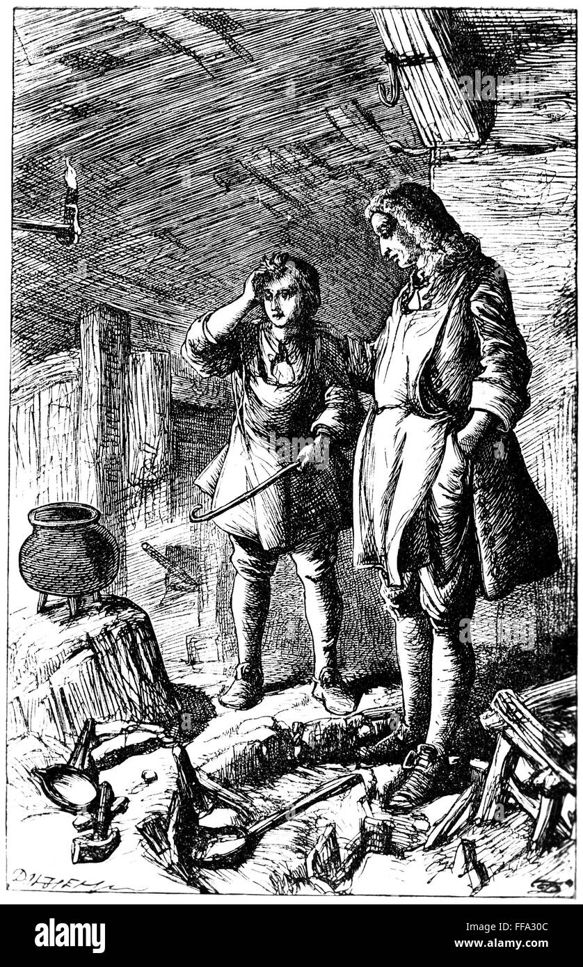 ABRAHAM DARBY (1678-1717). /nEnglish ironmaster. Darby at his forge and ...