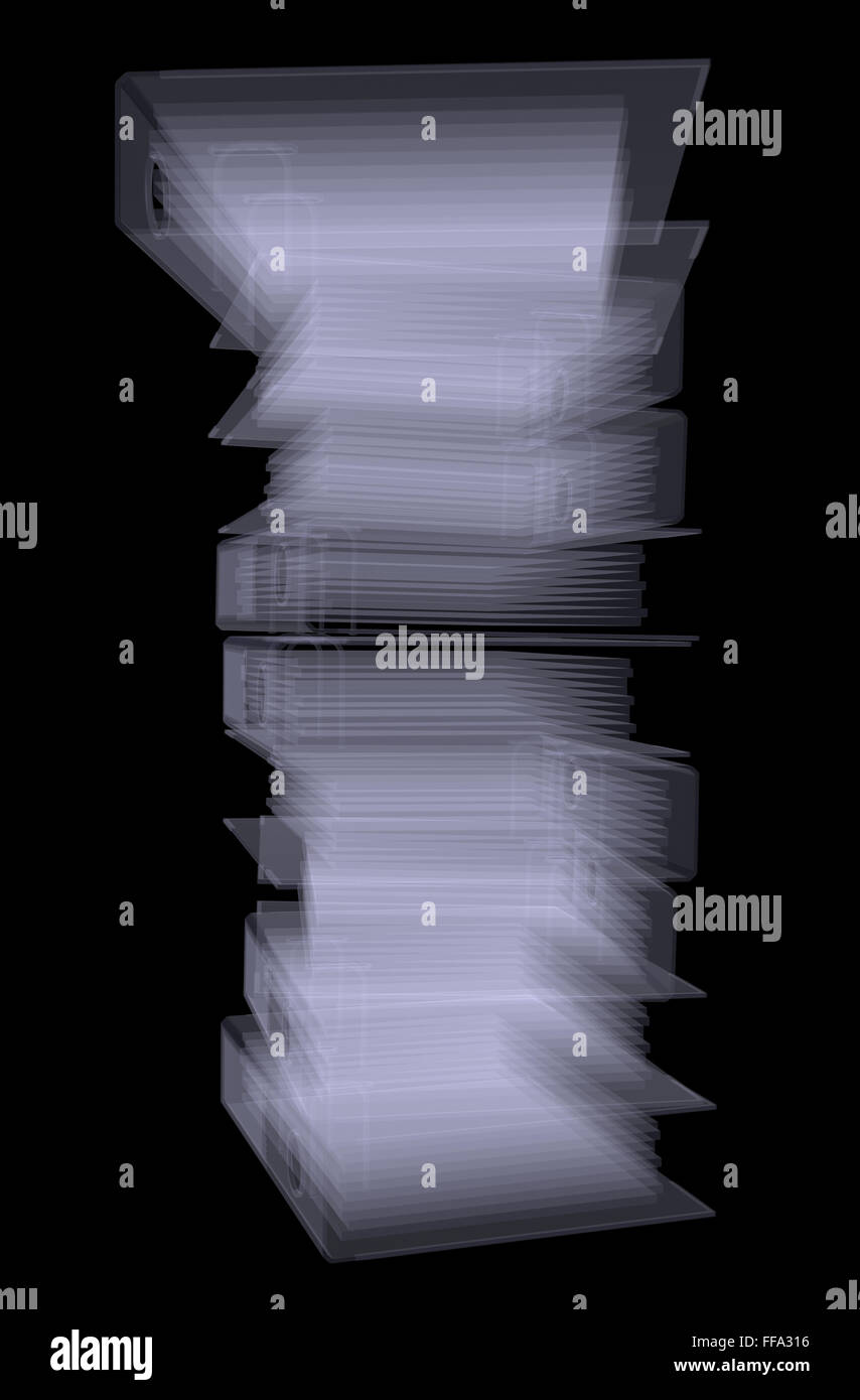 Xray of pile binder file folders Stock Photo - Alamy