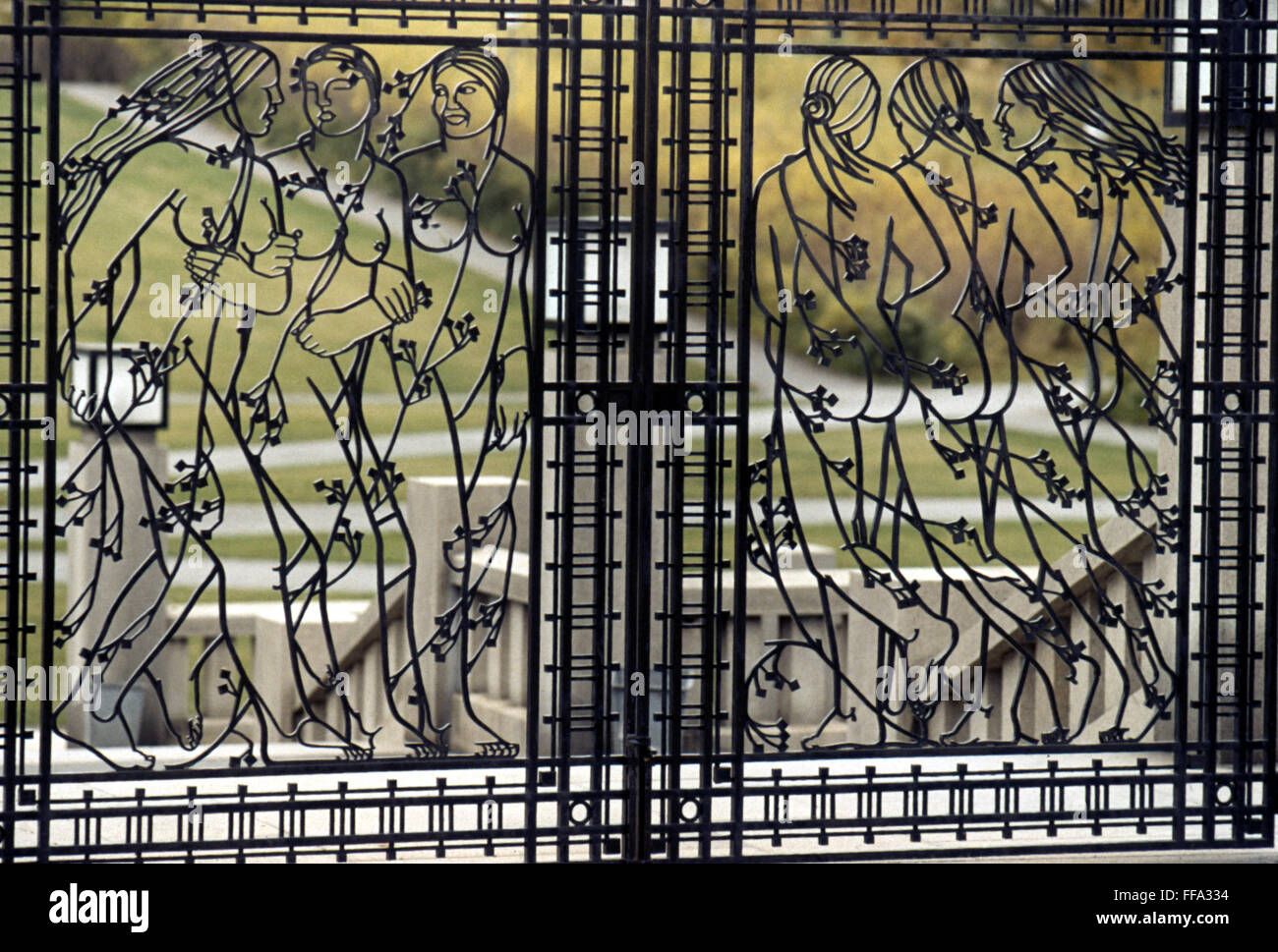NORWAY: FROGNER PARK. /nThe main gate at the Vigeland installation in ...