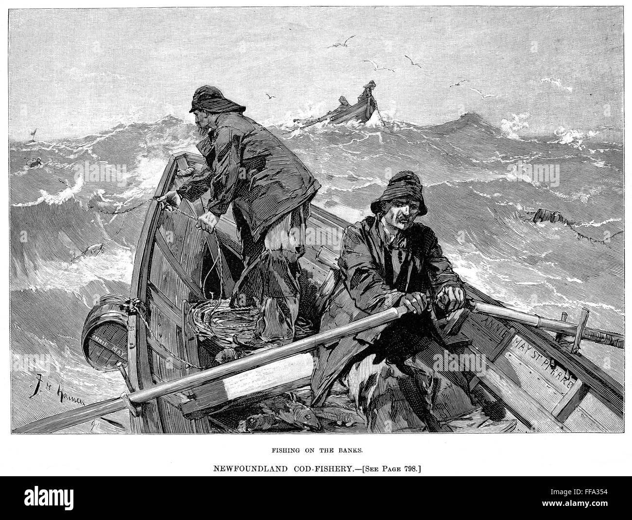 COD FISHING, 1891. /nFishing for cod on the Grand Banks off the coast ...