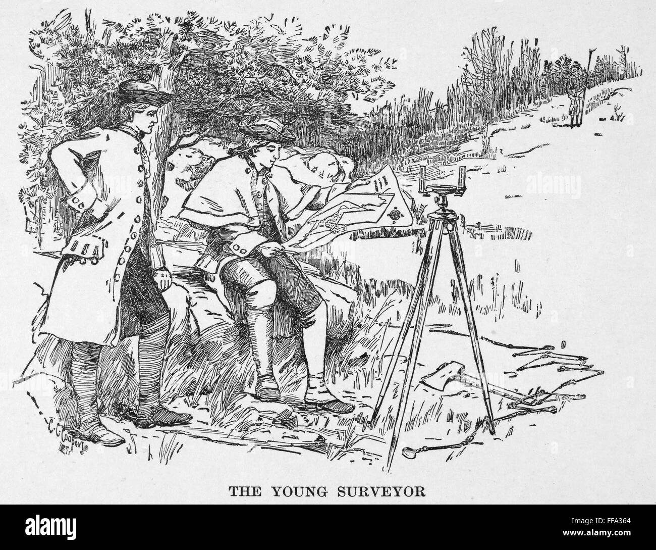 WASHINGTON AS SURVEYOR. /nYoung George Washington as a surveyor on the ...