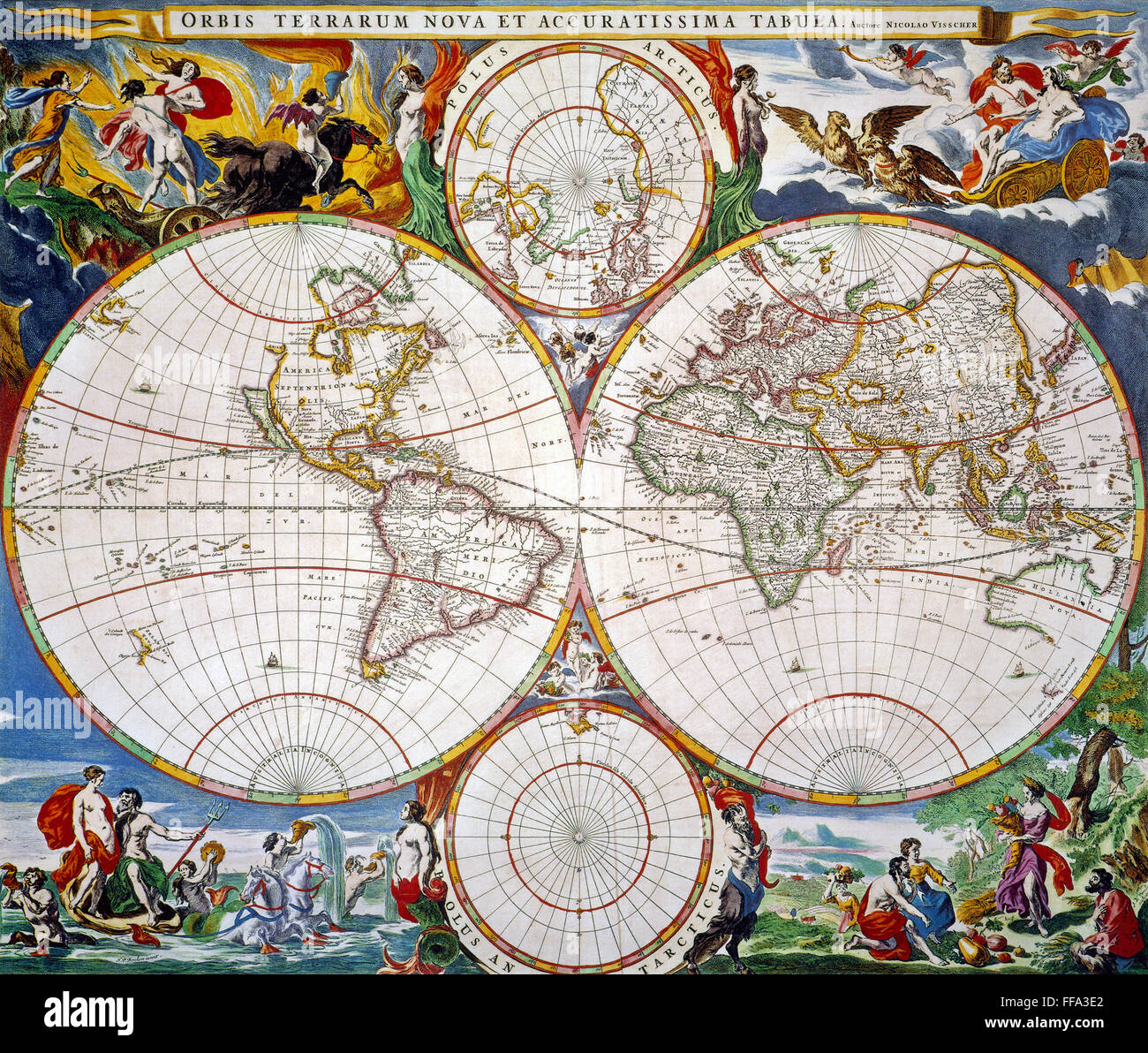 WORLD MAP, 17th CENTURY. /nNicolaas Visscher's world map, from Jan ...