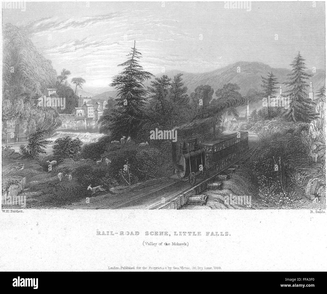 MOHAWK VALLEY, NY, 1838. /nRailroad scene in the Mohawk Valley, New ...