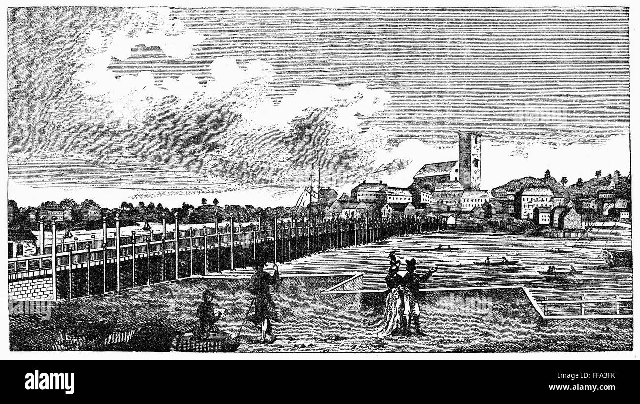 BOSTON: CHARLES RIVER. /nThe Charles River Bridge (with Charlestown in ...