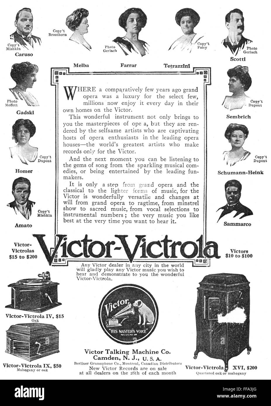 PHONOGRAPH AD, 1912. /nVictor-Victrola phonographs. American magazine ...
