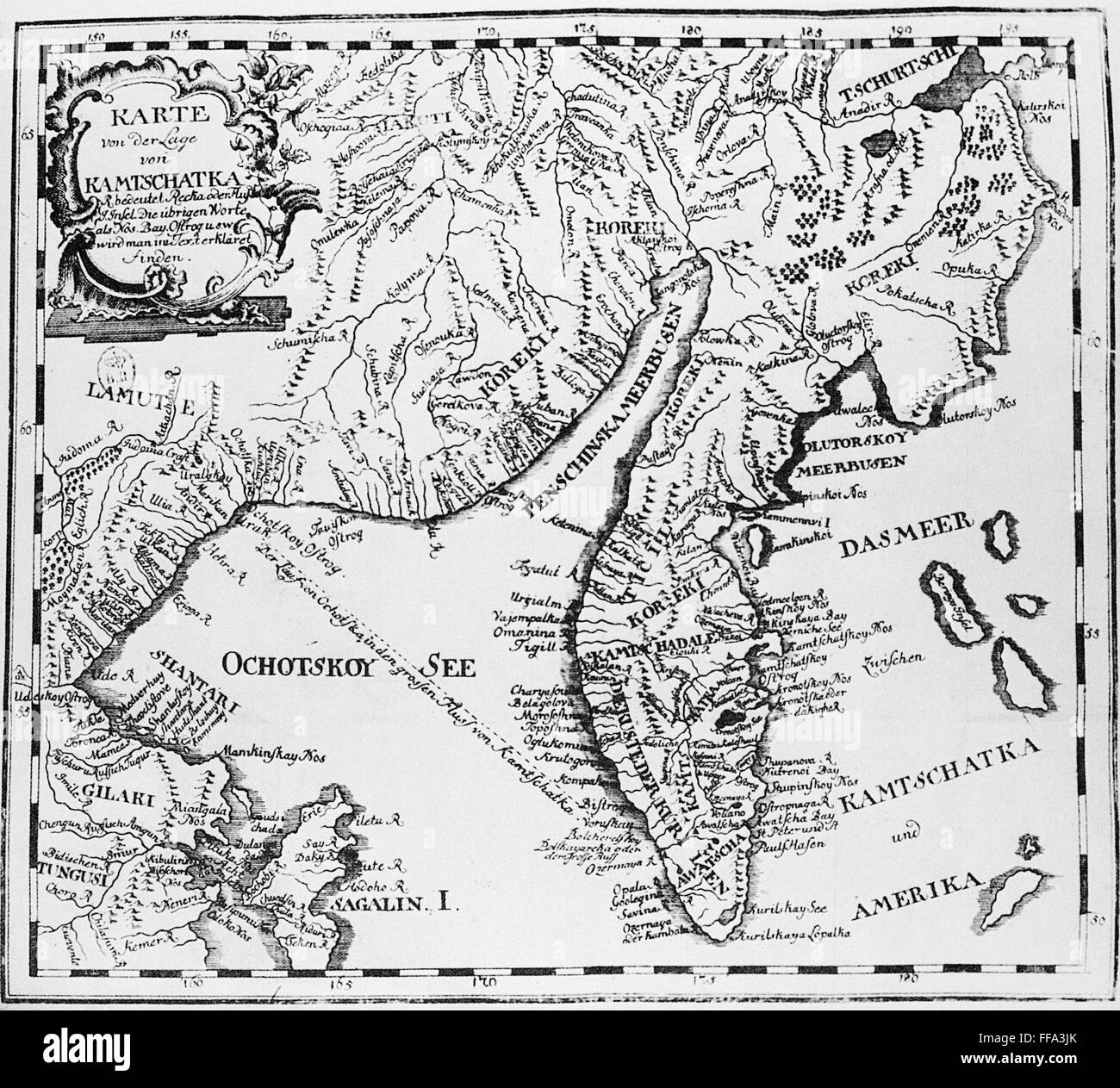 BERING: MAP, 18th CENTURY. /nGerman map, 18th century, of the area ...