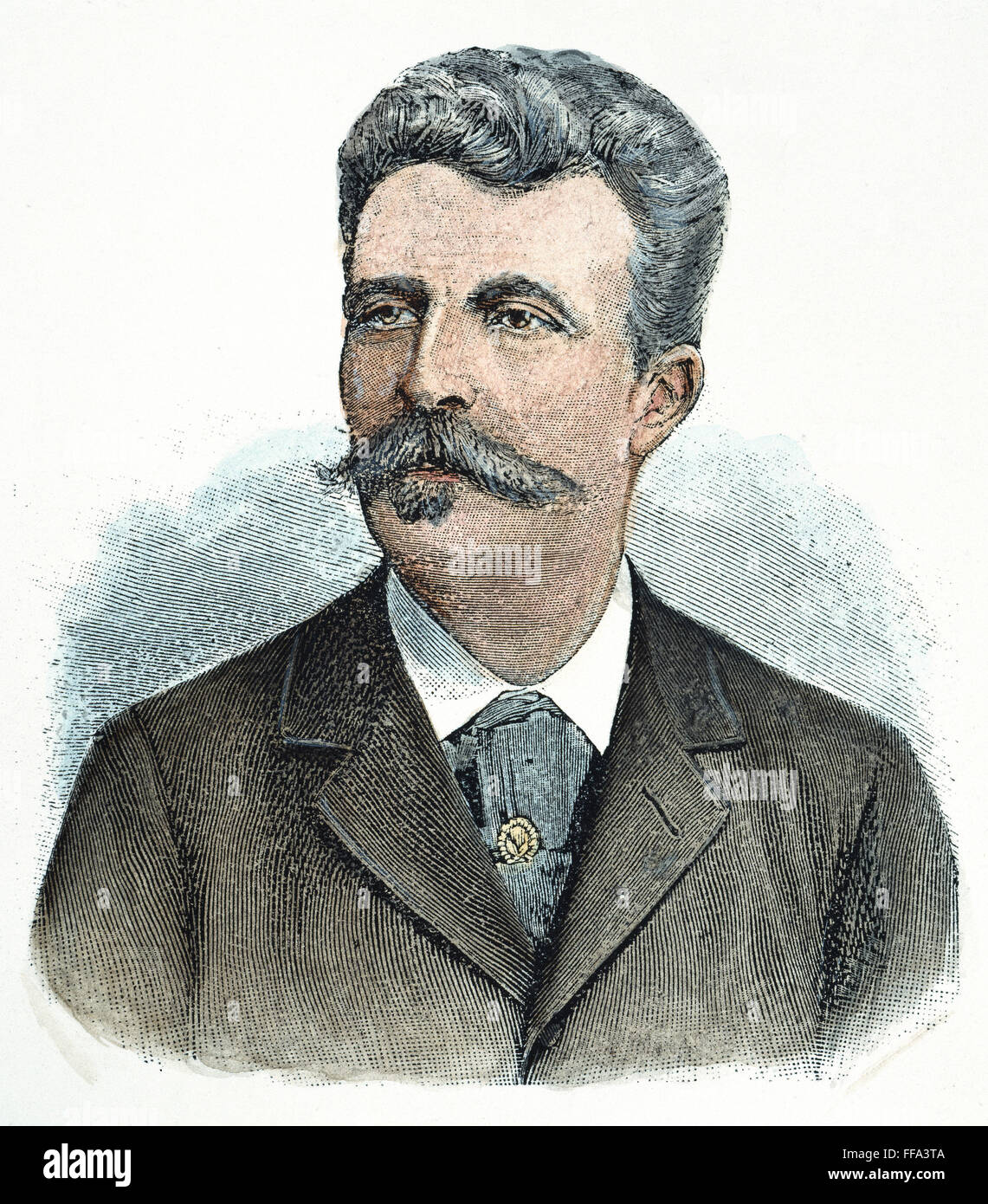 GUY de MAUPASSANT /n(1850-1893). French writer. Wood engraving, late ...
