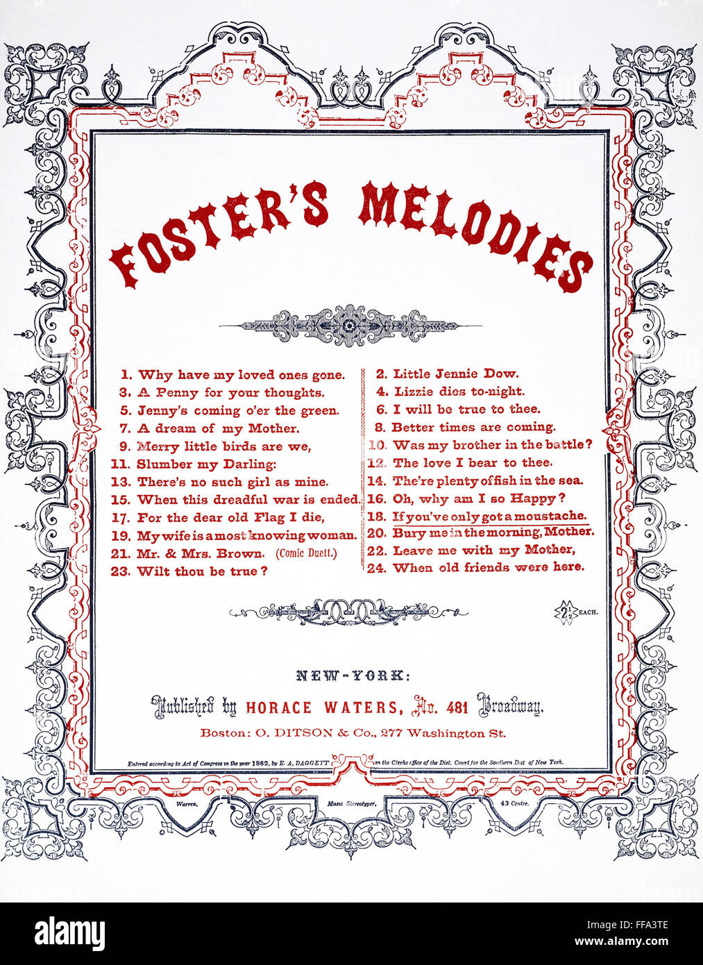 FOSTER SHEET MUSIC, 1864. /nTypographic cover of the first edition of ...