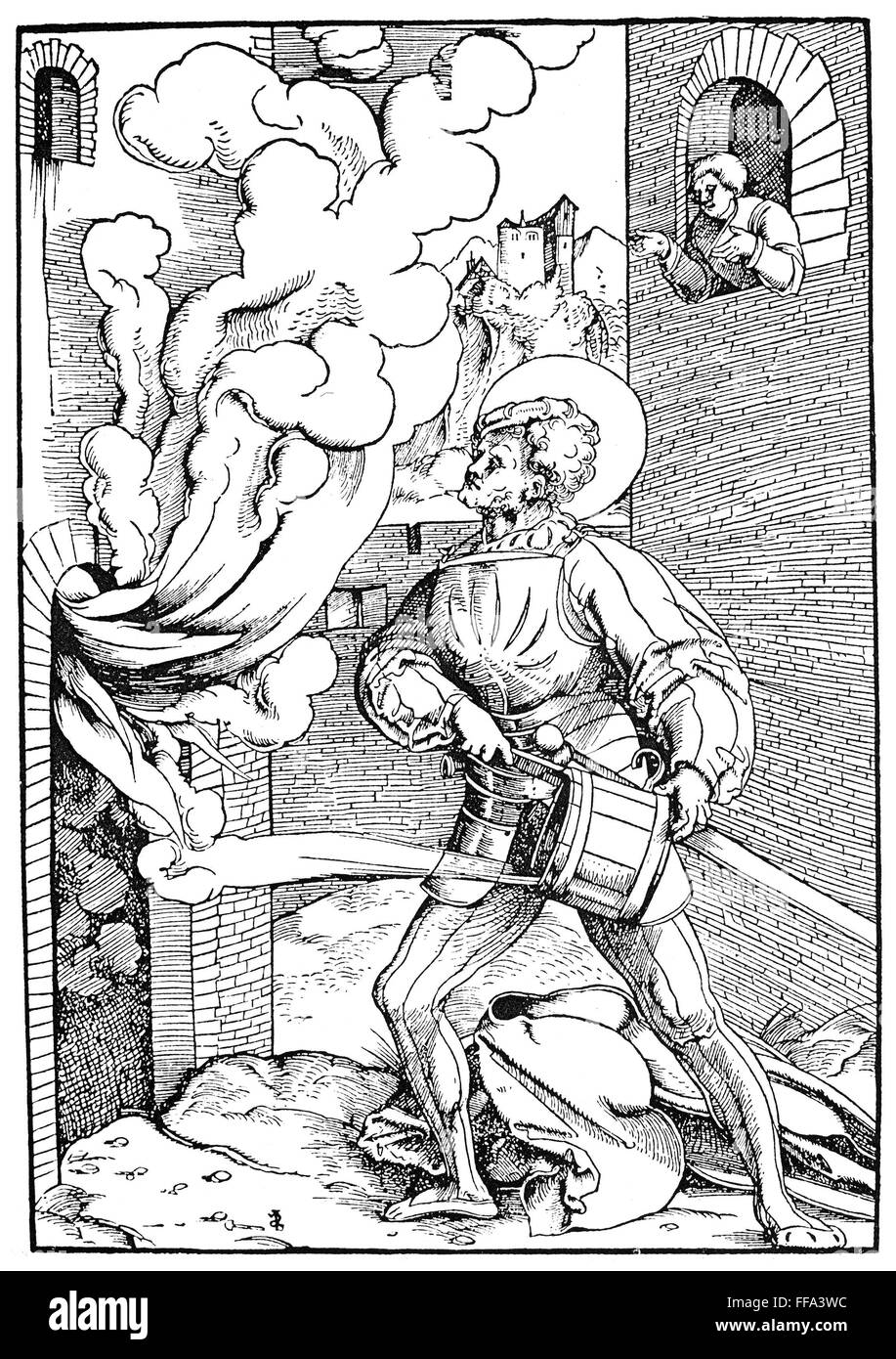 FIRE, 16TH CENTURY. /nSaint Florian, patron saint of firefighters ...