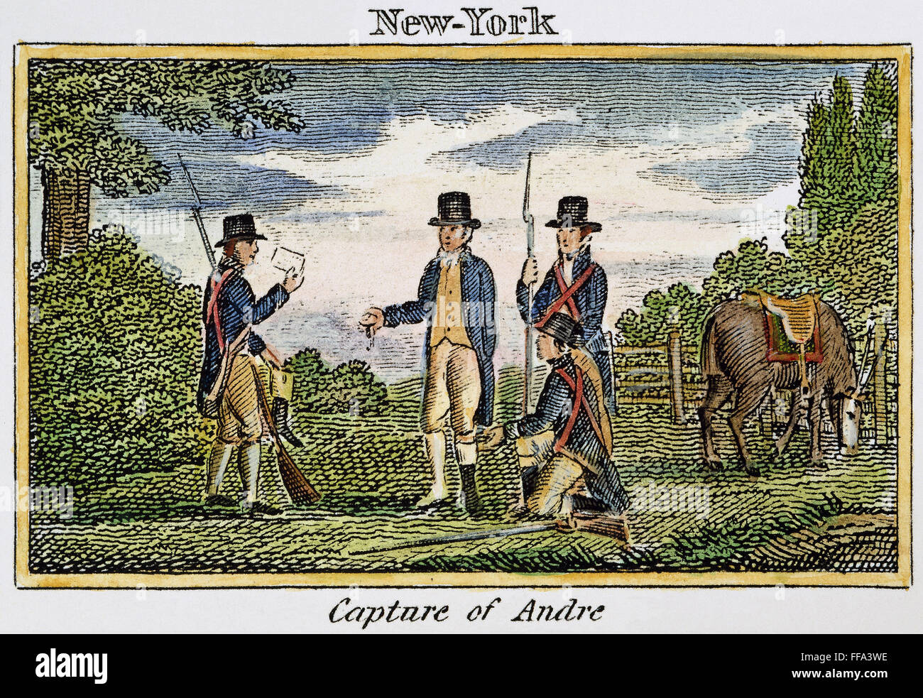 MAJOR JOHN ANDRE, 1780. /nThe capture of Major John Andre in 1780. Wood ...