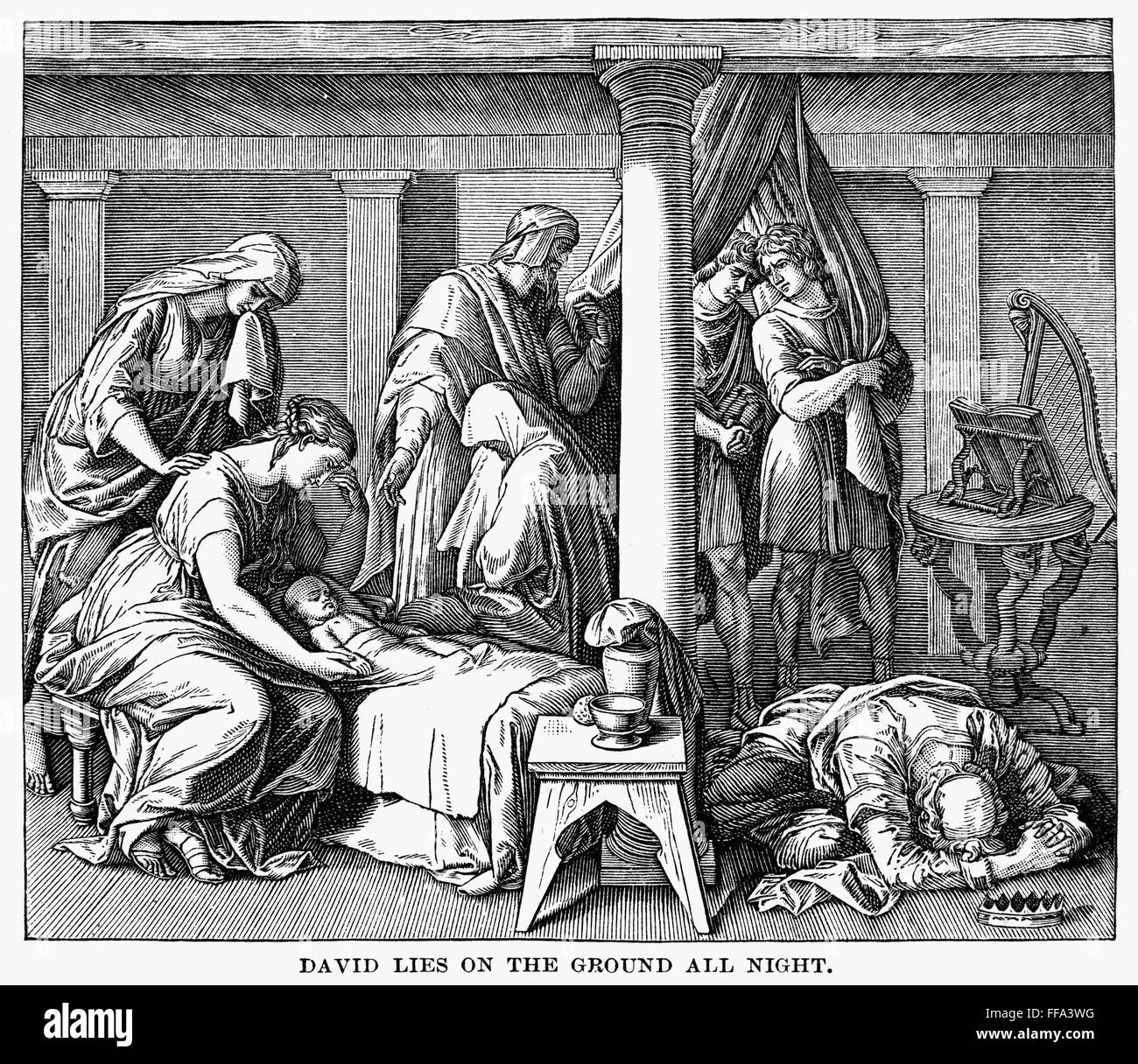 DAVID PRAYING. /nKing David praying for the recovery of his child (II ...