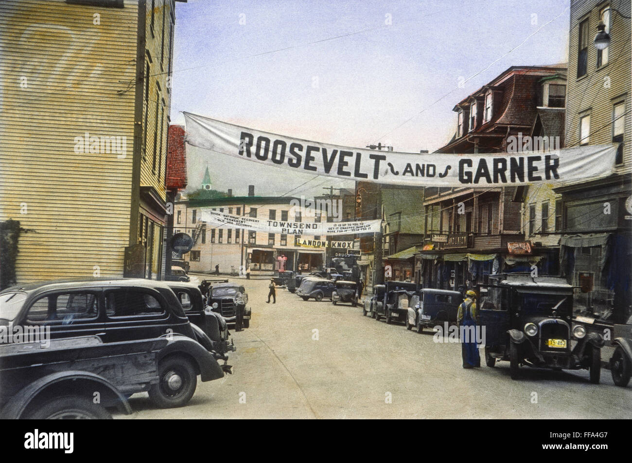 PRESIDENTIAL CAMPAIGN, 1936. /nA banner for Franklin Delano Roosevelt ...