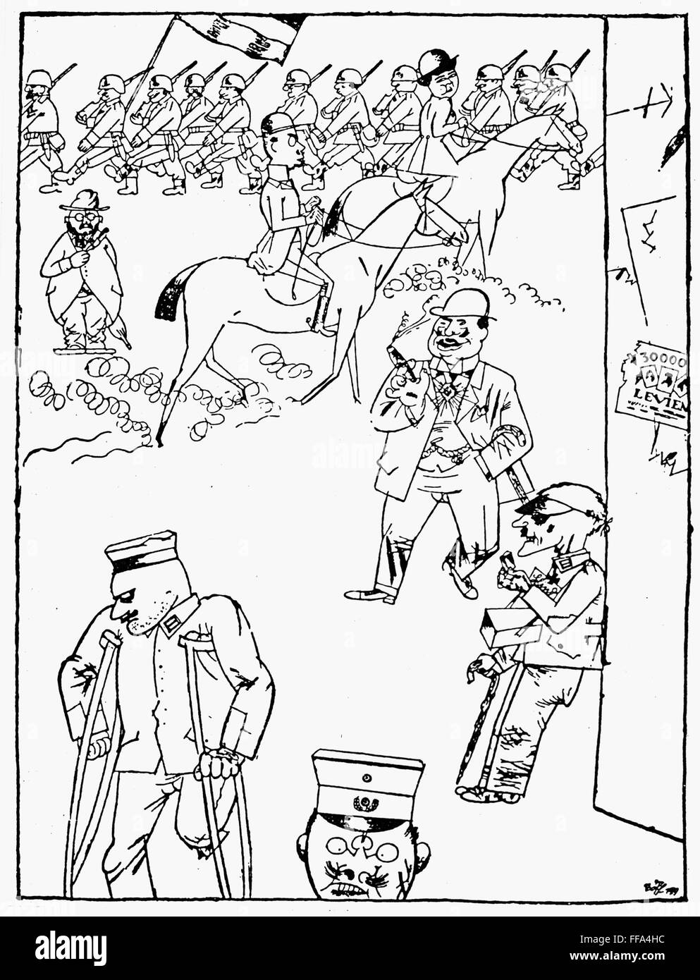 GERMANY: CARTOON, 1921. /n'Postwar Idyll.' Satirical drawing, 1921, by ...