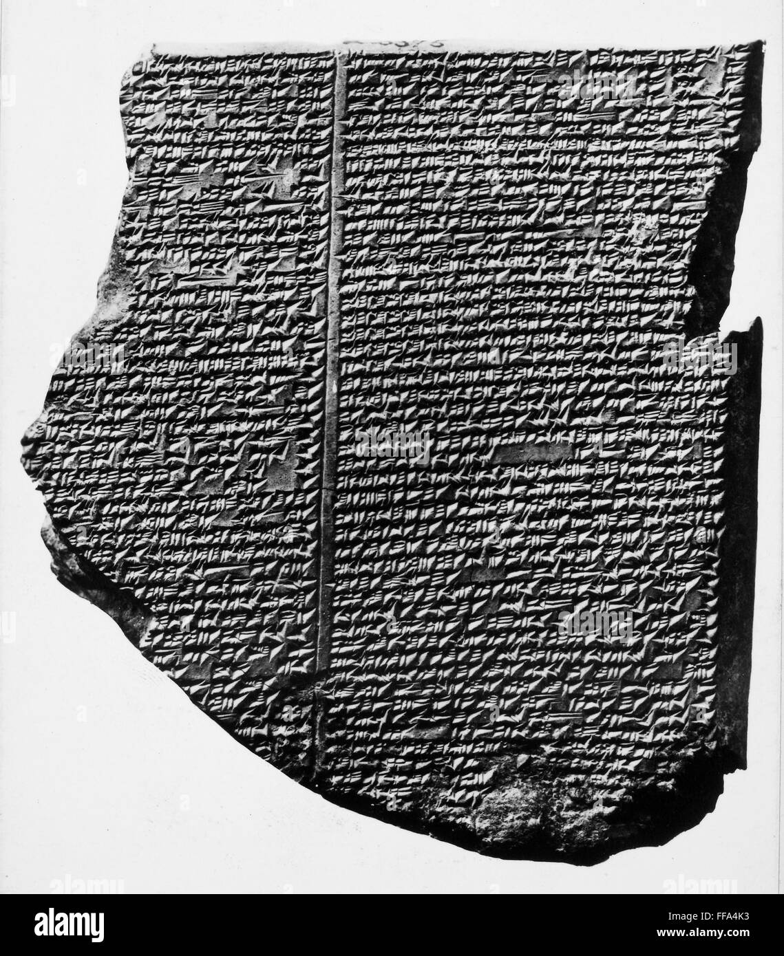 ASSYRIA: CUNEIFORM. /nPart of a clay tablet inscribed in cuneiform with ...